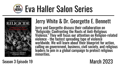 Eva Haller Salon - Jerry White & Dr. Georgette E. Bennett | MY HERO